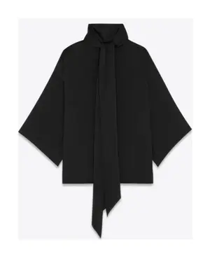 Saint Laurent High Neck Wide-sleeved Blouse