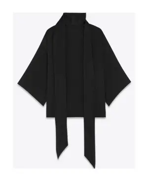 Saint Laurent High Neck Wide-sleeved Blouse