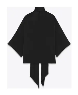 Saint Laurent High Neck Wide-sleeved Blouse