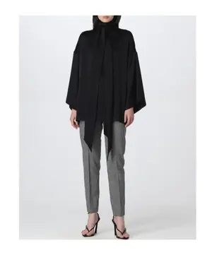 Saint Laurent High Neck Wide-sleeved Blouse