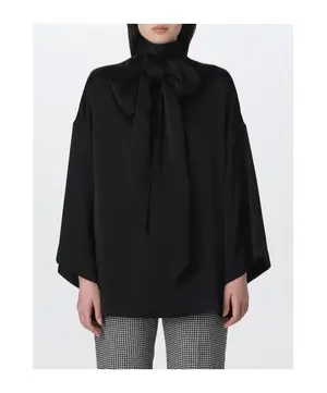 Saint Laurent High Neck Wide-sleeved Blouse