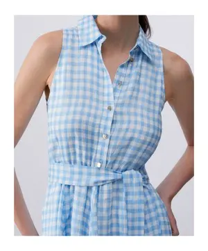 Liu Jo Short Vichy Gingham Check Belted Shirt Dress