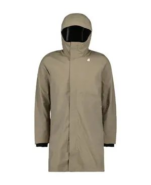 K-WAY Hooded Single-breasted Coat With Logo Patch