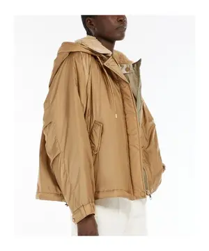 Max Mara Button Detailed Drawstring Coat With Removable Collar - Camel