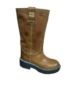 Miu Miu Round Toe Chunky Lug Sole Boots