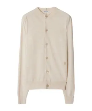 Burberry Logo Embroidered Buttoned Cardigan - Nutmeg