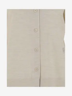 Burberry Logo Embroidered Buttoned Cardigan - Nutmeg