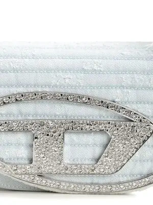 DIESEL® Logo Embellished Distressed Shoulder Bag - White