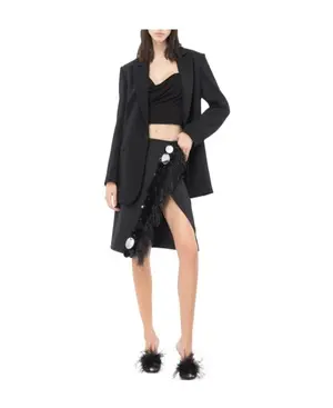 Pinko Sequin And Feather Embellished Pencil Skirt