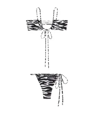 Attico Zebra Print Bikini - Black