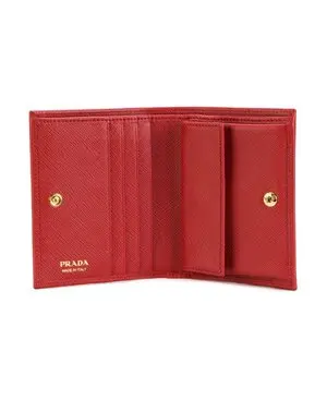 Prada Logo Compact Wallet - Fiery