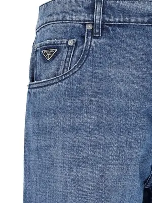 Prada Logo Patch Straight Leg Jeans