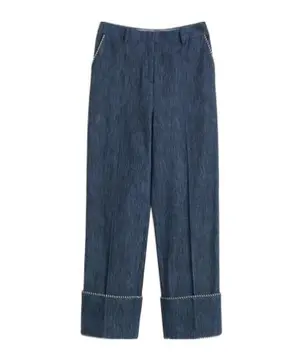 Valentino Garavani Wide Leg Jeans With Turn-up Hem