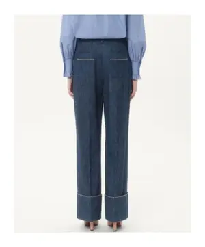Valentino Garavani Wide Leg Jeans With Turn-up Hem