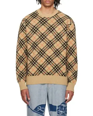Burberry Checked Knitted Crewneck Jumper