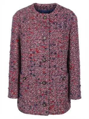Gucci Crewneck Boucle Jacket With Tweed Detailing