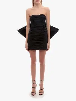 ROTATE BY BIRGER CHRISTENSEN Strapless Heart-shaped Neckline Mini Dress With Oversized Bow