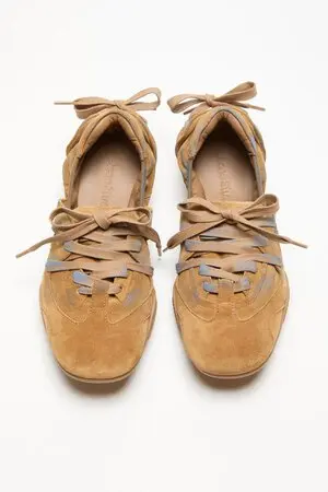 Acne Studios Lace Up Distressed Leather Sneakers - Brown