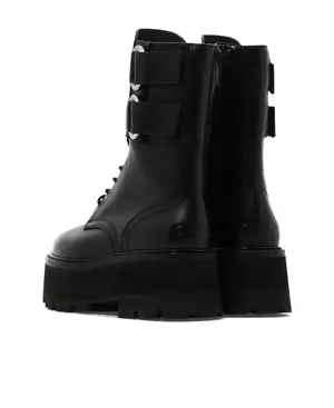 Celine Leather Ankle Boots With Chunky Lug Sole