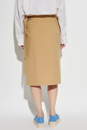 Marni Logo Embroidered Midi Skirt - Beige