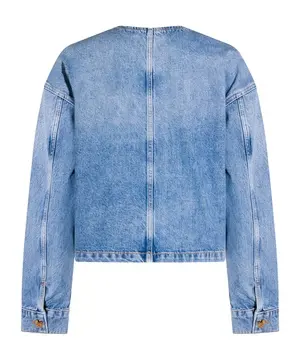 ANINE BING Buttoned Crewneck Denim Jacket - Blue