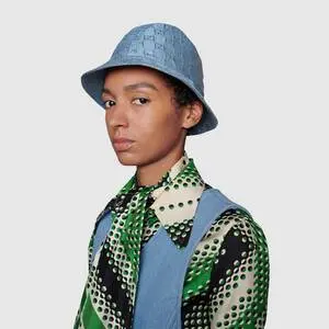 Gucci Gg Lamé Bucket Hat - Blue