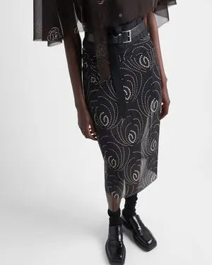 Prada All-over Geometric Patterned Midi Skirt
