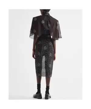 Prada All-over Geometric Patterned Midi Skirt - Black