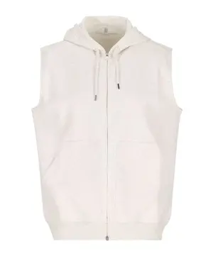Brunello Cucinelli Sleeveless Zip-up Hooded Jacket