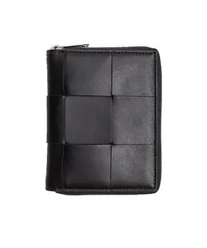 Bottega Veneta Intrecciato Zip-around Wallet - Black