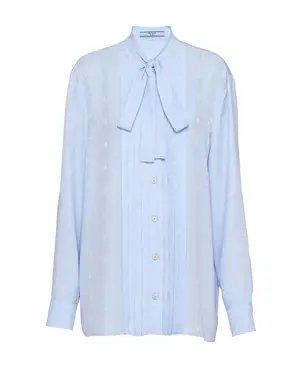 Prada Jacquard Crepe De Chine Blouse - Light Blue