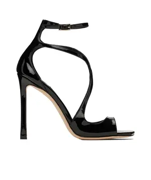 JIMMY CHOO Square Toe High Heel Sandals With Ankle Strap - Black