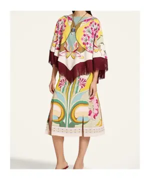 La DoubleJ Reversible Mini Poncho Top With Fringe