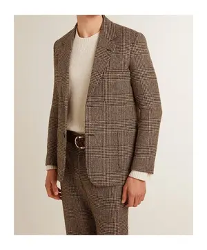 GOLDEN GOOSE Checked Single-breasted Blazer - Grey