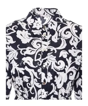 Liu Jo Short Sleeve Floral Print Midi Dress With Belt - Black