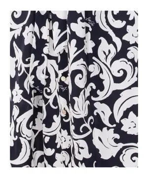 Liu Jo Short Sleeve Floral Print Midi Dress With Belt - Black