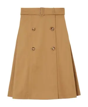 Burberry Belted Double Breasted Flared Skirt