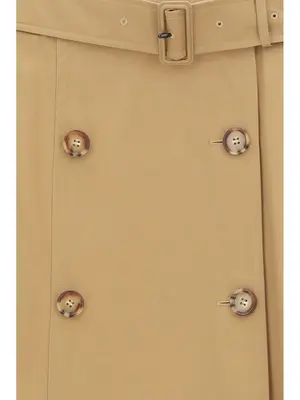 Burberry Belted Double Breasted Flared Skirt