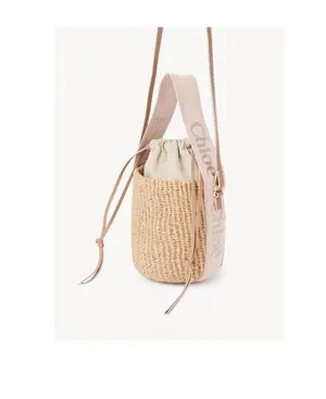 Chloé Woody Drawstring Small Basket Bag - Nude