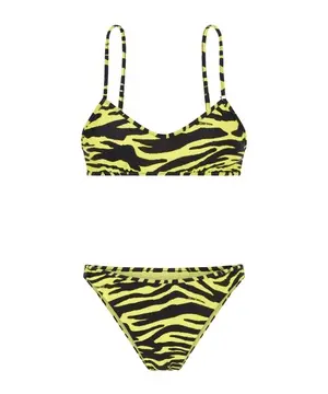 Attico Animal Print Triangle Bikini - Black