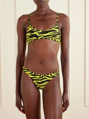 Attico Animal Print Triangle Bikini - Black