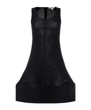 Alaïa Peplum Sleeveless Dress With Geometric Cutouts