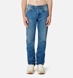 AMI Paris Logo Patch Tapered-leg Jeans - Blue