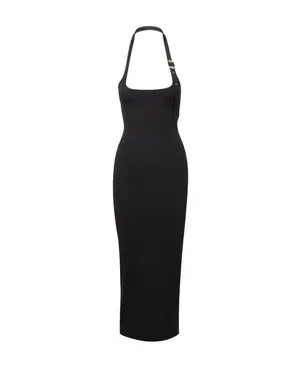 Attico Halterneck Midi Dress With Buckle Detail