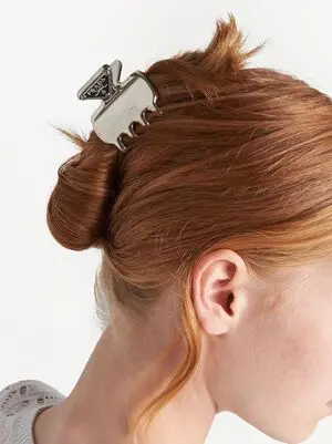 Prada Logo Detailed Claw Hair Clip - Gray