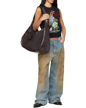 GANNI Croc Effect Extra Large Hobo Bag