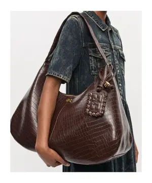 GANNI Croc Effect Extra Large Hobo Bag