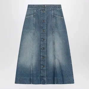 Valentino Garavani Button Detailed Denim Midi Skirt