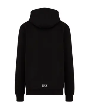 EA7 Logo Print Cotton Blend Hoodie