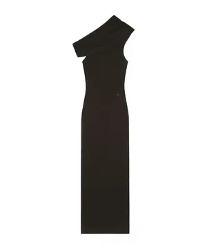 COURREGES Rib-knit Twisted Maxi Dress - Mud Brown